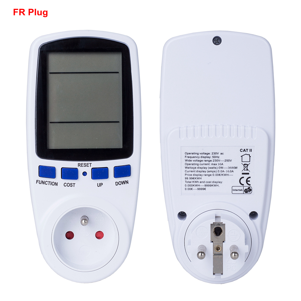EU/BR/FR Plug Electrical Power Energy Monitor AC 2... – Vicedeal