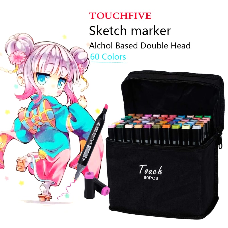 TOUCHFIVE Marker Set 60 Farben Twin Pinsel Marker ... – Vicedeal