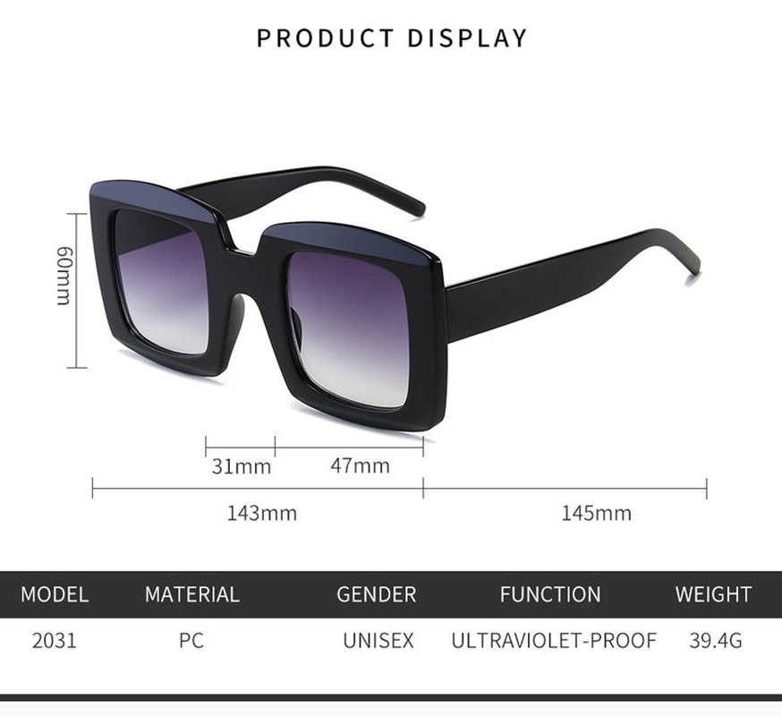 Retro Leopard Square Glasses Eye Women's Men Sungl... – Grandado