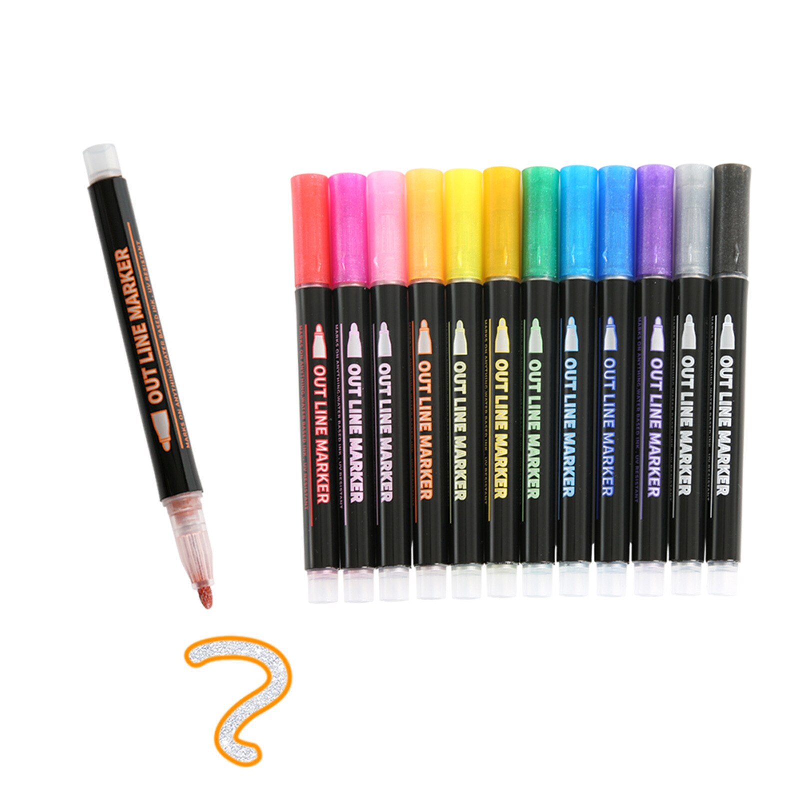 Metallic Double Lines Art Markers Out line Pen Sta... – Vicedeal