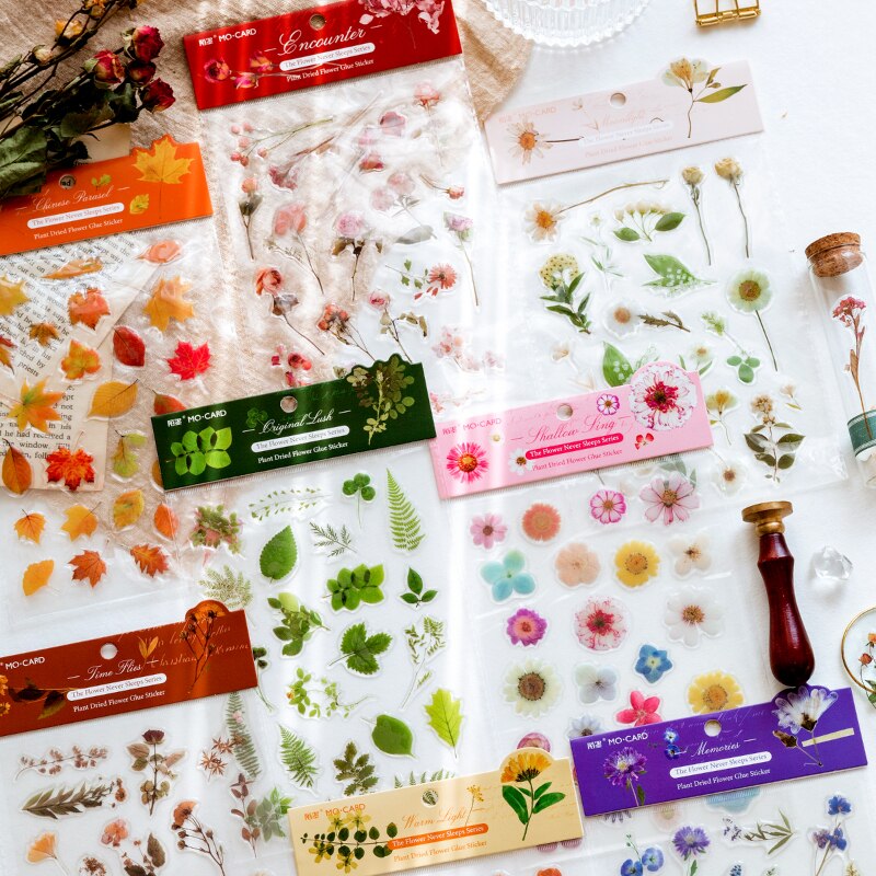 Cute Flowers Glue Clear Sticker Fern Leaves Decora... – Grandado