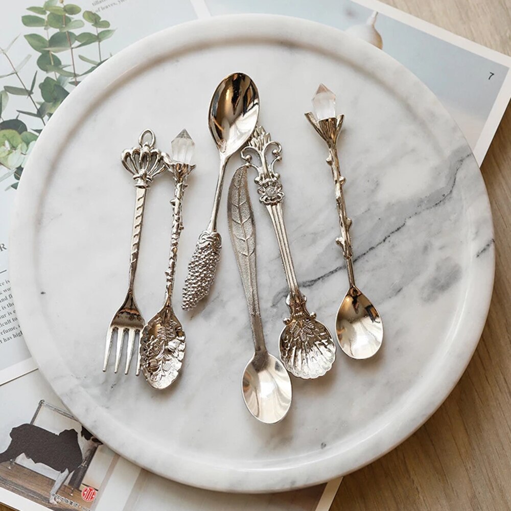 6Pcs Vintage Spoons Fork Mini Royal Style Metal Go... – Vicedeal