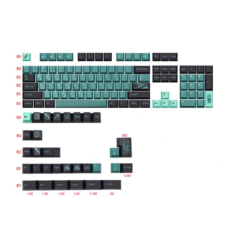 140 Keys GMK Terror Below Keycaps PBT Sublimation ... – Grandado