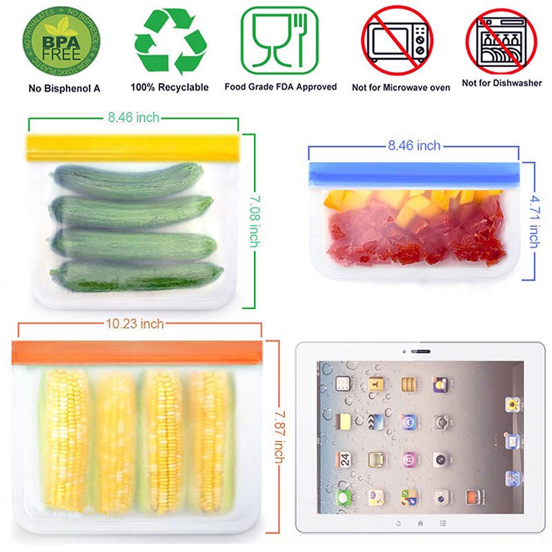 15Pcs/set Of Silicone Food Bag Reusable Fresh-keep... – Grandado