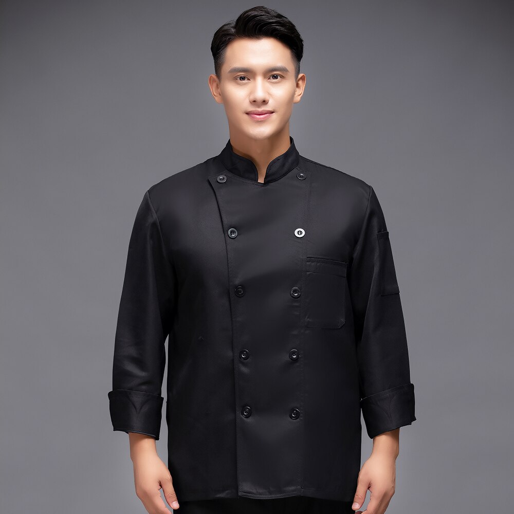 Pure color double breasted chef cooking uniform ho... – Vicedeal