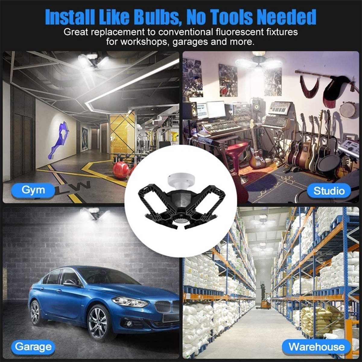 Led Garage Licht 360 Graden E26/E27 Vervormbare Pl... – Vicedeal