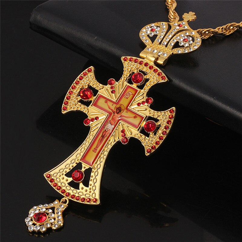 Orthodox Jesus Crucifix Gold Pectoral Cross Chain ... – Grandado