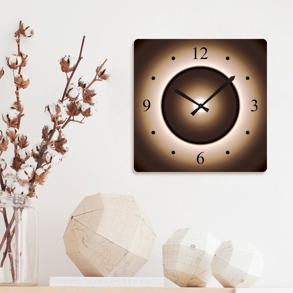 Tan Brown Moon Effect Printed Square Large Wall Cl... – Grandado