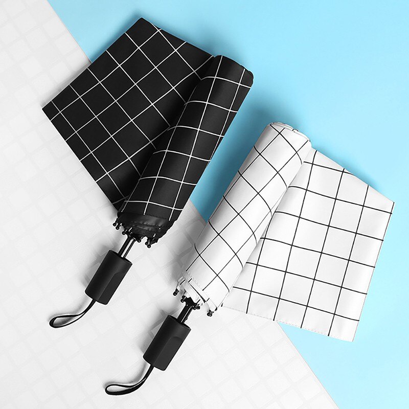 UV Protection Sun Three Folding Umbrella Plaid Umb... – Grandado