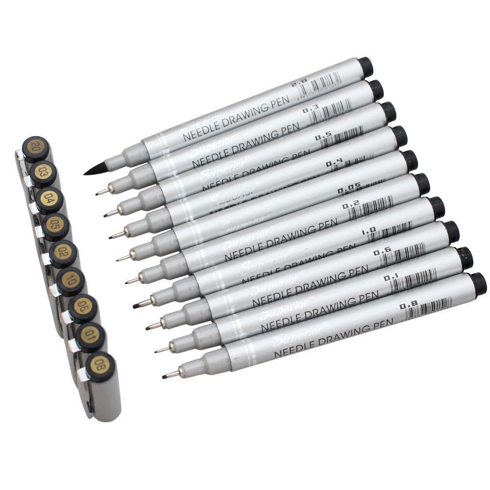 Superior 10Pcs Needle Drawing Pen Waterproof Pigme... – Grandado