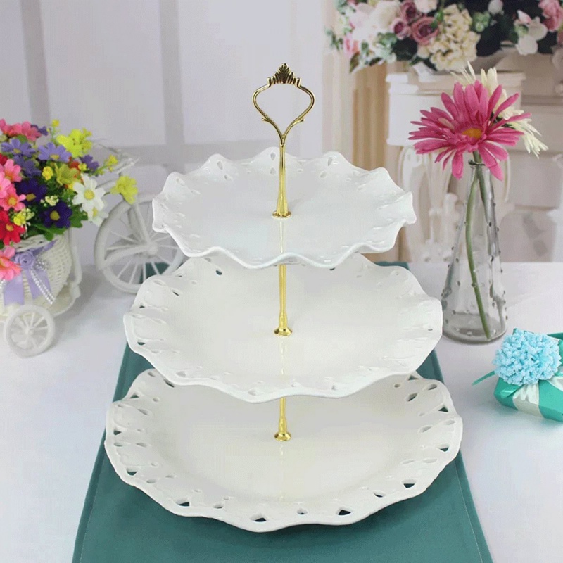 3 Tier Cake Plate Stand Handle Crown Fitting Metal... – Grandado