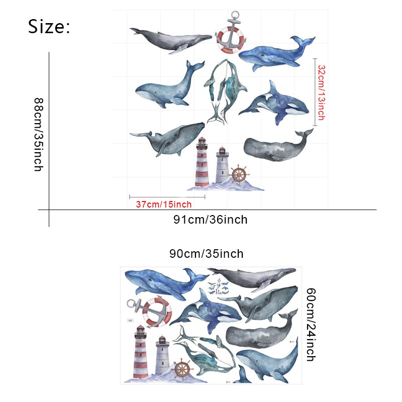 Walvis Dolfijn Muurstickers Voor Kinderkamer Kleut... – Vicedeal