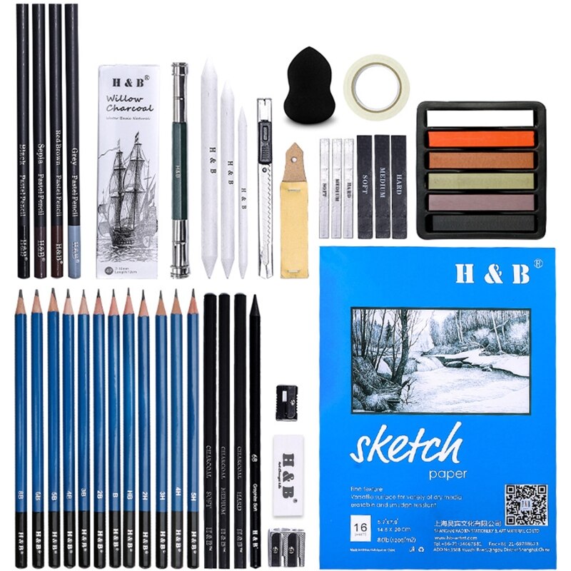 48pcs Drawing Sketch Set Graphite Charcoal Pencil ... – Grandado