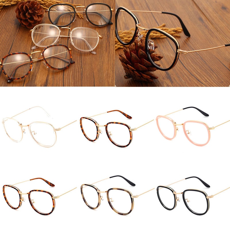 Vintage Clear Lens Eyeglasses Frame Retro Round Me... – Vicedeal