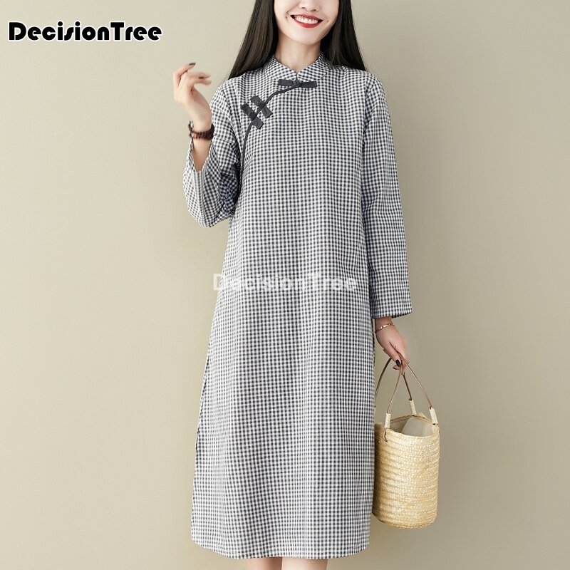 female cotton qipao dress chinese dress linen cott... – Vicedeal