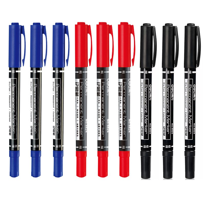 9Pcs Permanent Marker Black Blue Red Double Headed... – Vicedeal