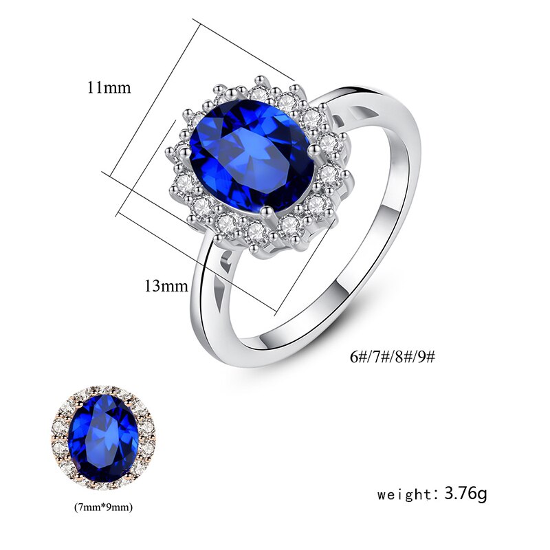 Modische Moderne frauen Ring Luxus Blau Diana Prin... – Vicedeal