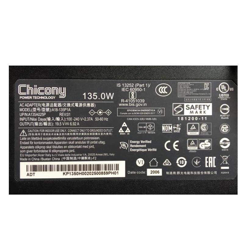 Genuine 19.5V 6.92A 135W 5.5x1.7mm Chicony A18-135... – Grandado