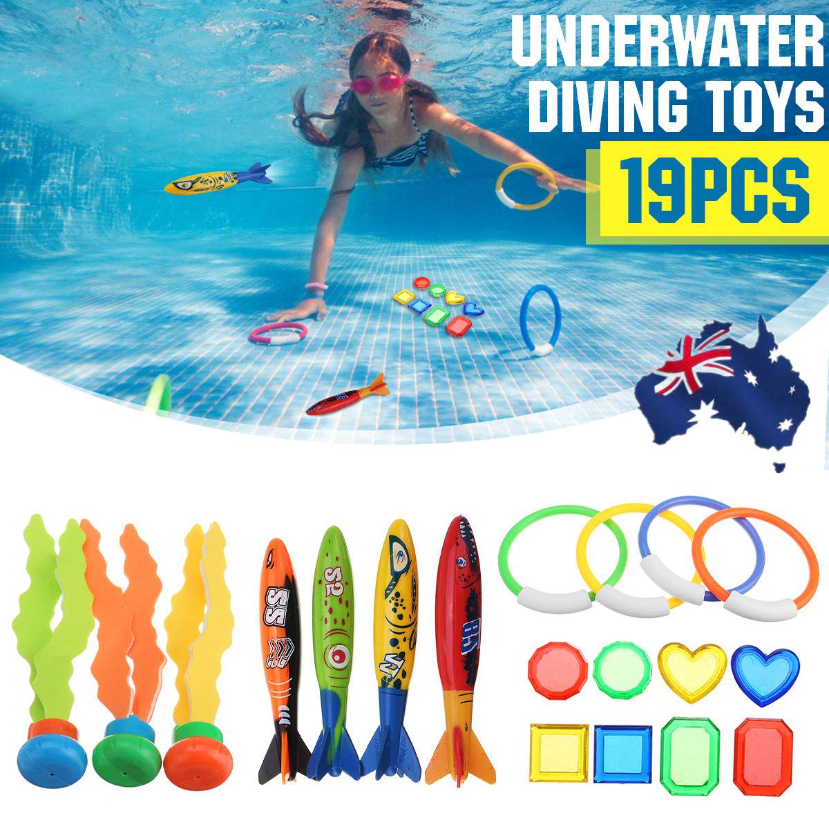 Pool Summer Swimming 19PCS Kids children Diving Ri... – Vicedeal