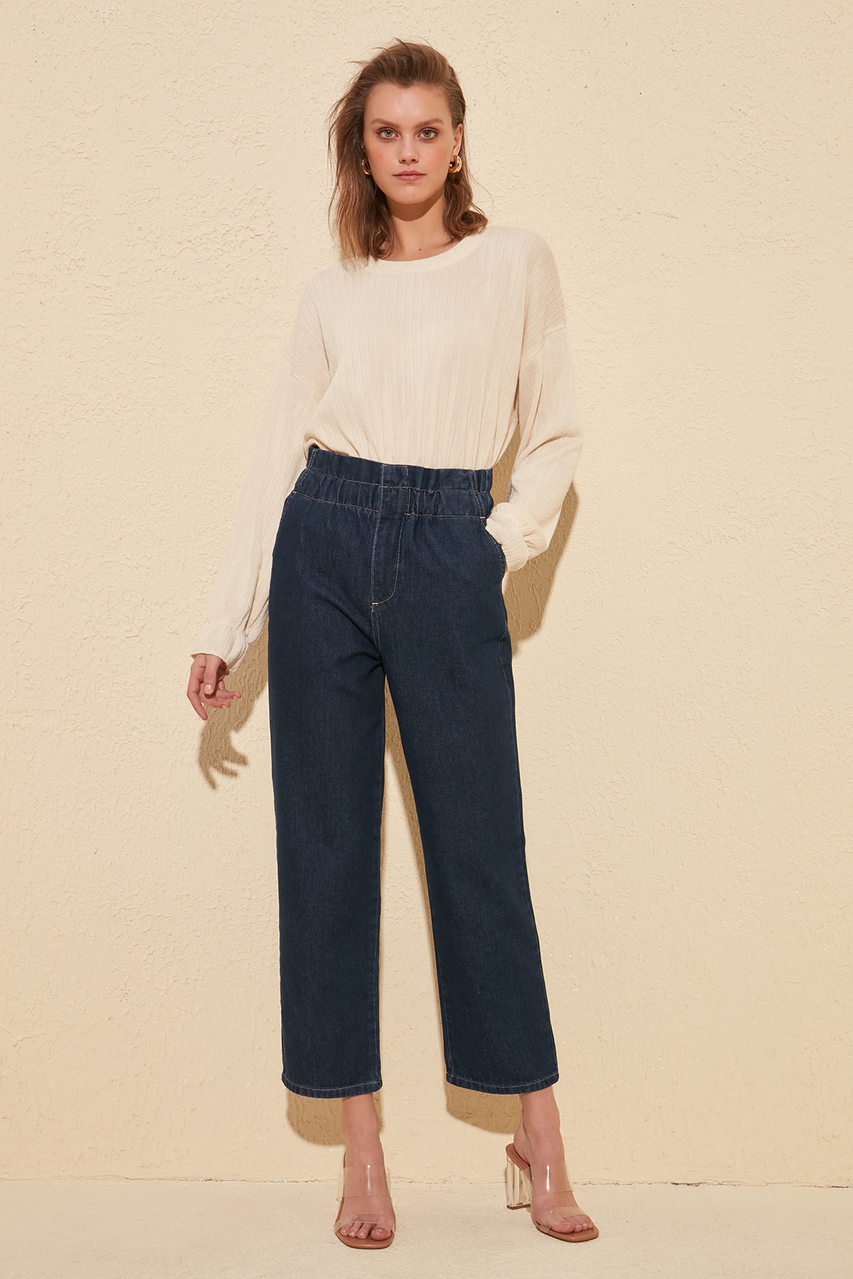 Trendyol Beli Wheel High Bel Straight Jeans TWOSS2... – Vicedeal