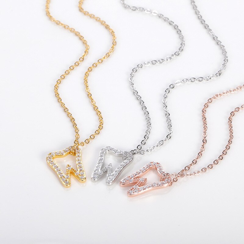 1Pc Teeth Shape Necklace Silver/Gold/Rose Gold Den... – Vicedeal