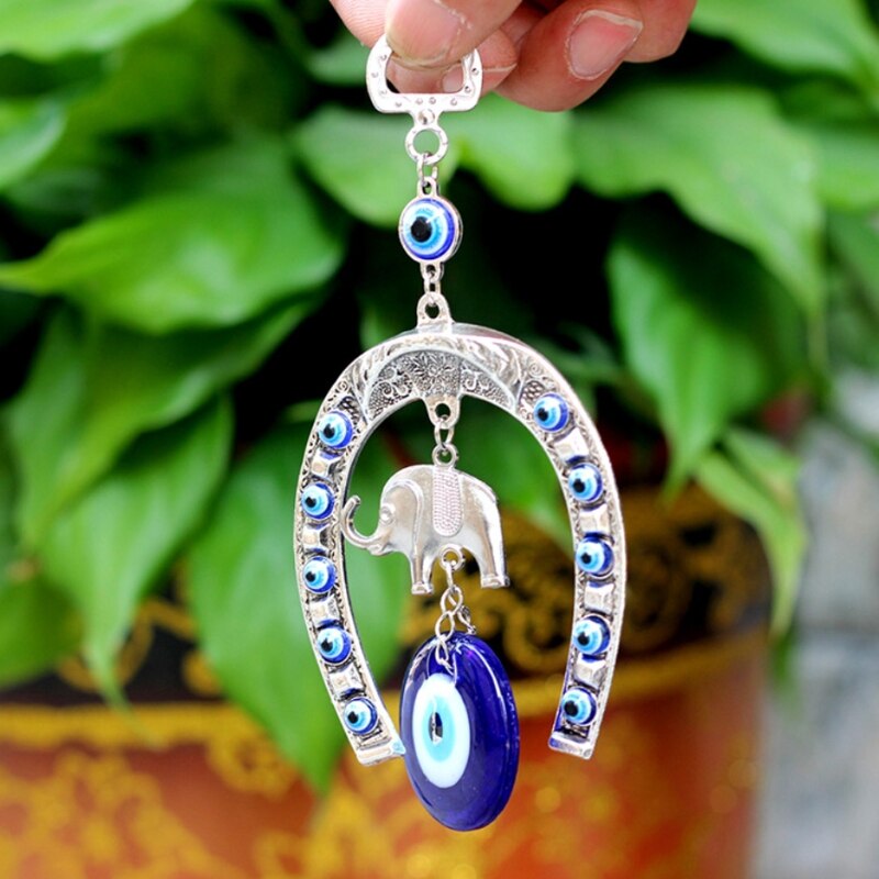 Turkse Blue Eye Hoefijzer Olifant Muur Opknoping H... – Grandado