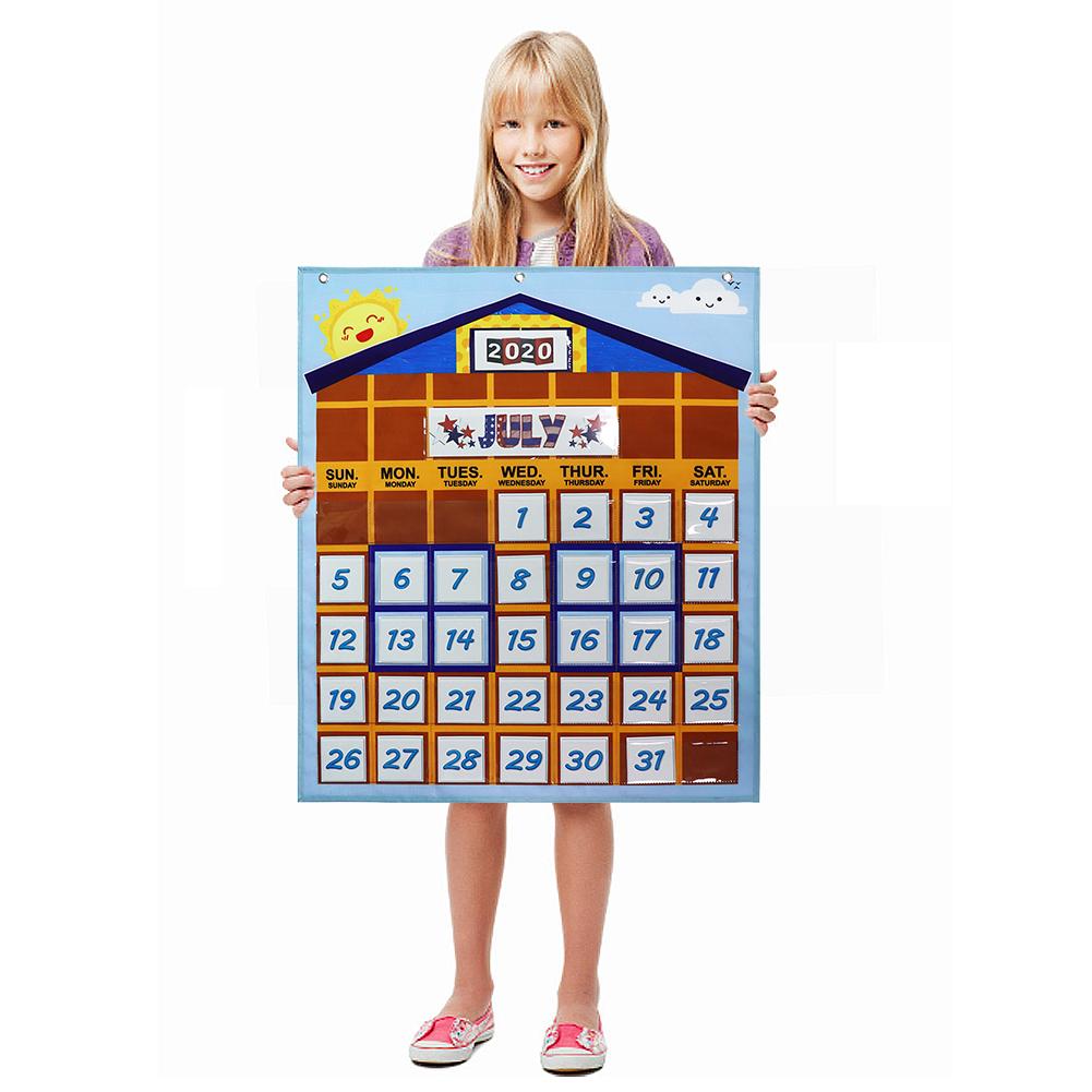 Monthly Calendar Pocket Chart with 37 Clear Pocket... – Grandado