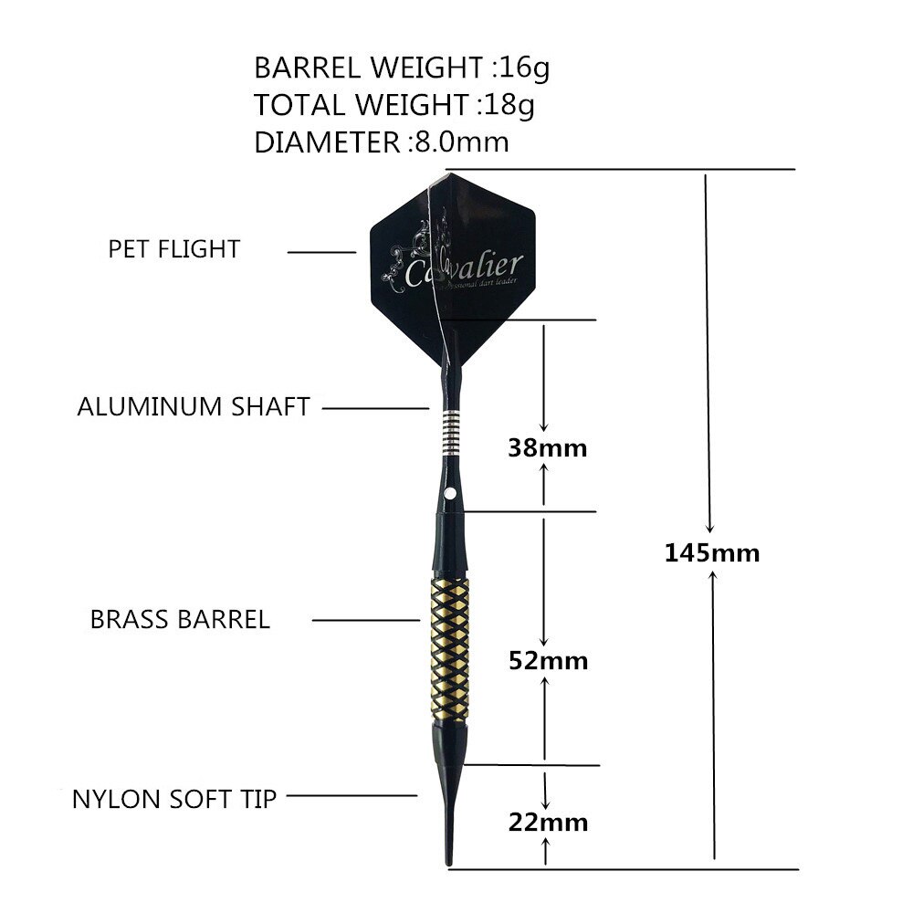 3Pcs 18g Safe Darts Set Soft Plastic Tip Brass Bar... – Grandado