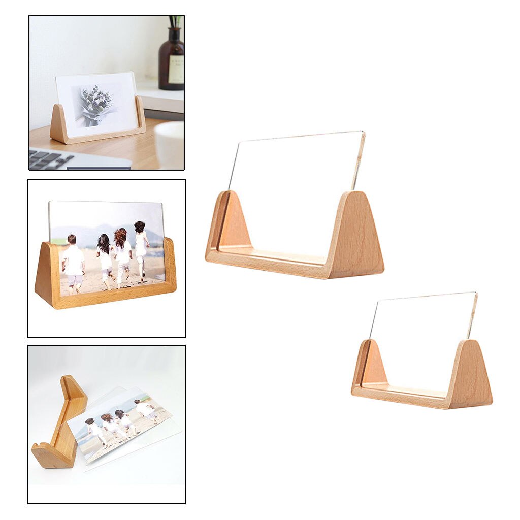 2Pcs Photo Frame Picture Frames Wooden Base Clear ... – Vicedeal