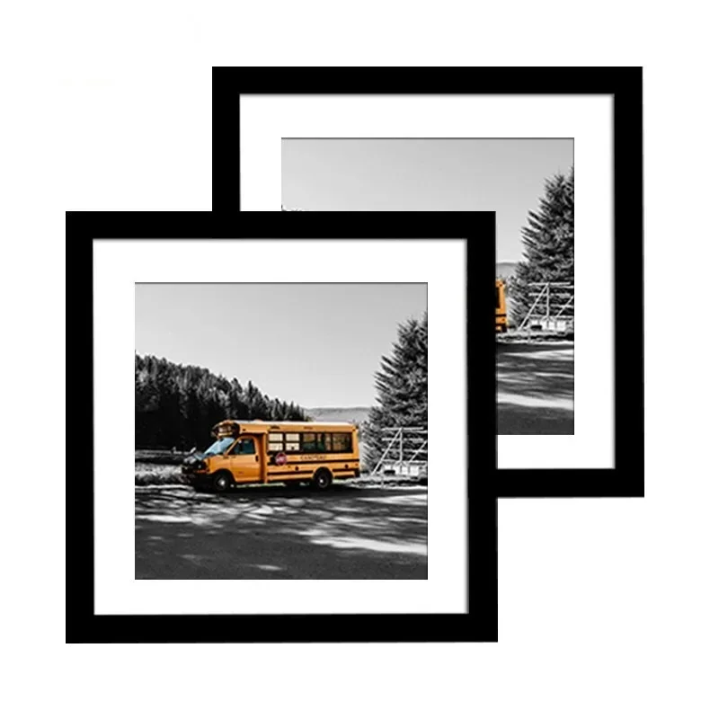 Solid Wood Square Picture Frame 10x10 Inches Black... – Grandado