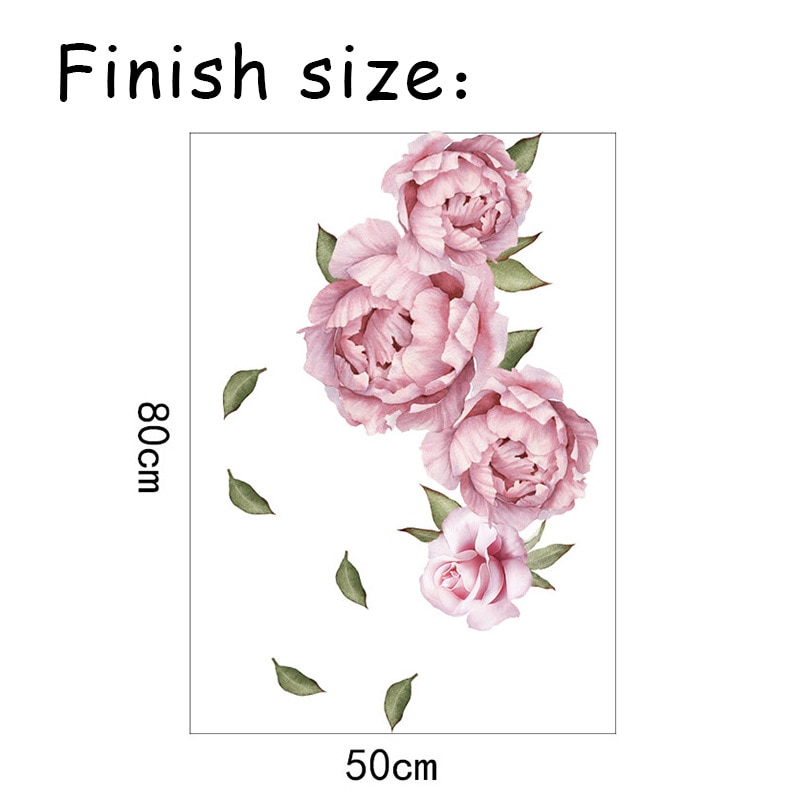 Peony Rose Flowers Wall Sticker Art Nursery Decals... – Grandado