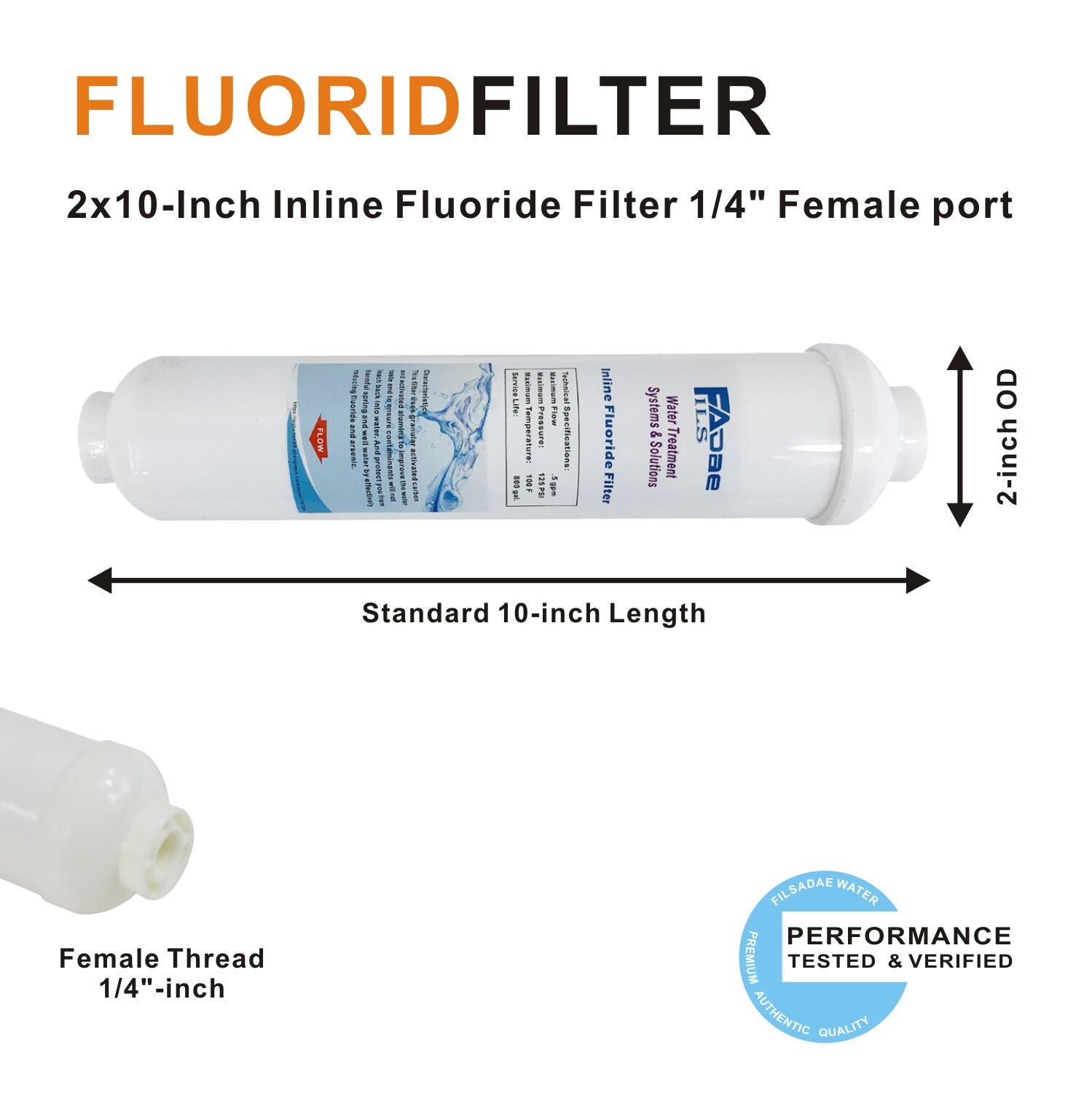 10" Inline Fluoride Water Filter For RO, Ice Maker... – Grandado