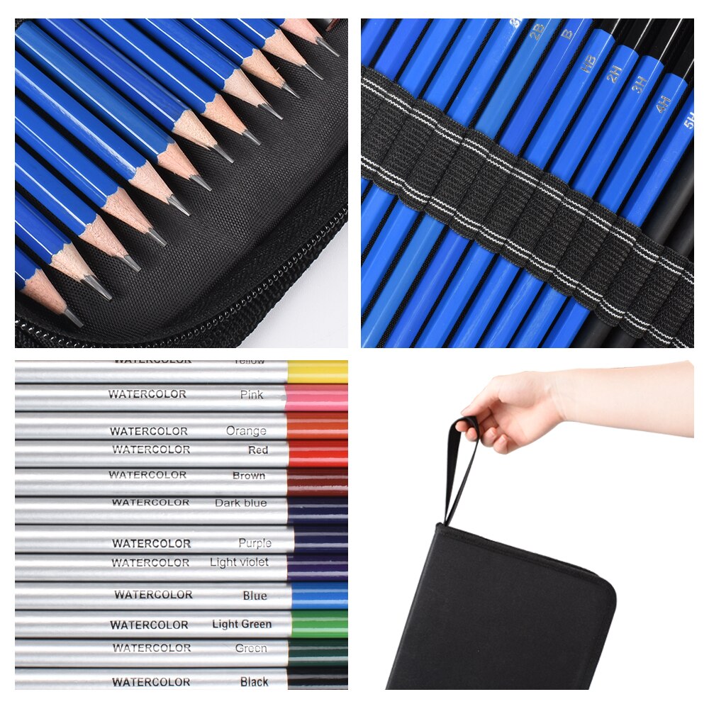 72PCS Sketch Pencils and Colored Pencils Set Schoo... – Vicedeal