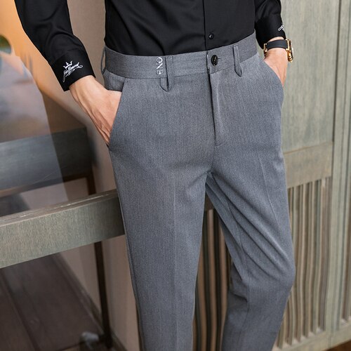 England Style Men Black Suit Pant Slim Trousers Au... – Grandado