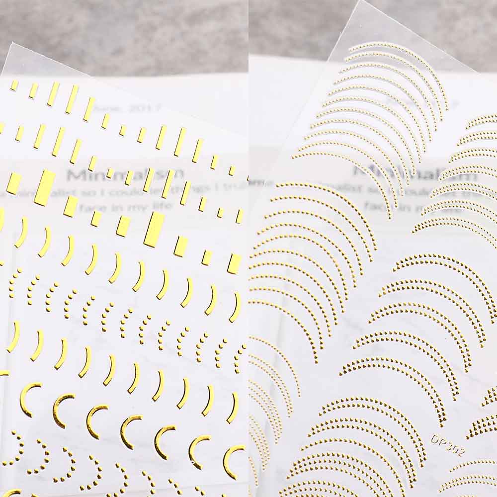 3D Geometric Nail Stickers Gold Triangle Letters B... – Grandado