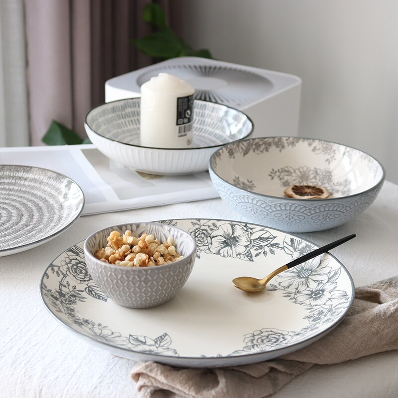 Dinner Plates Hand-painted wind flower 10 inch cer... – Grandado