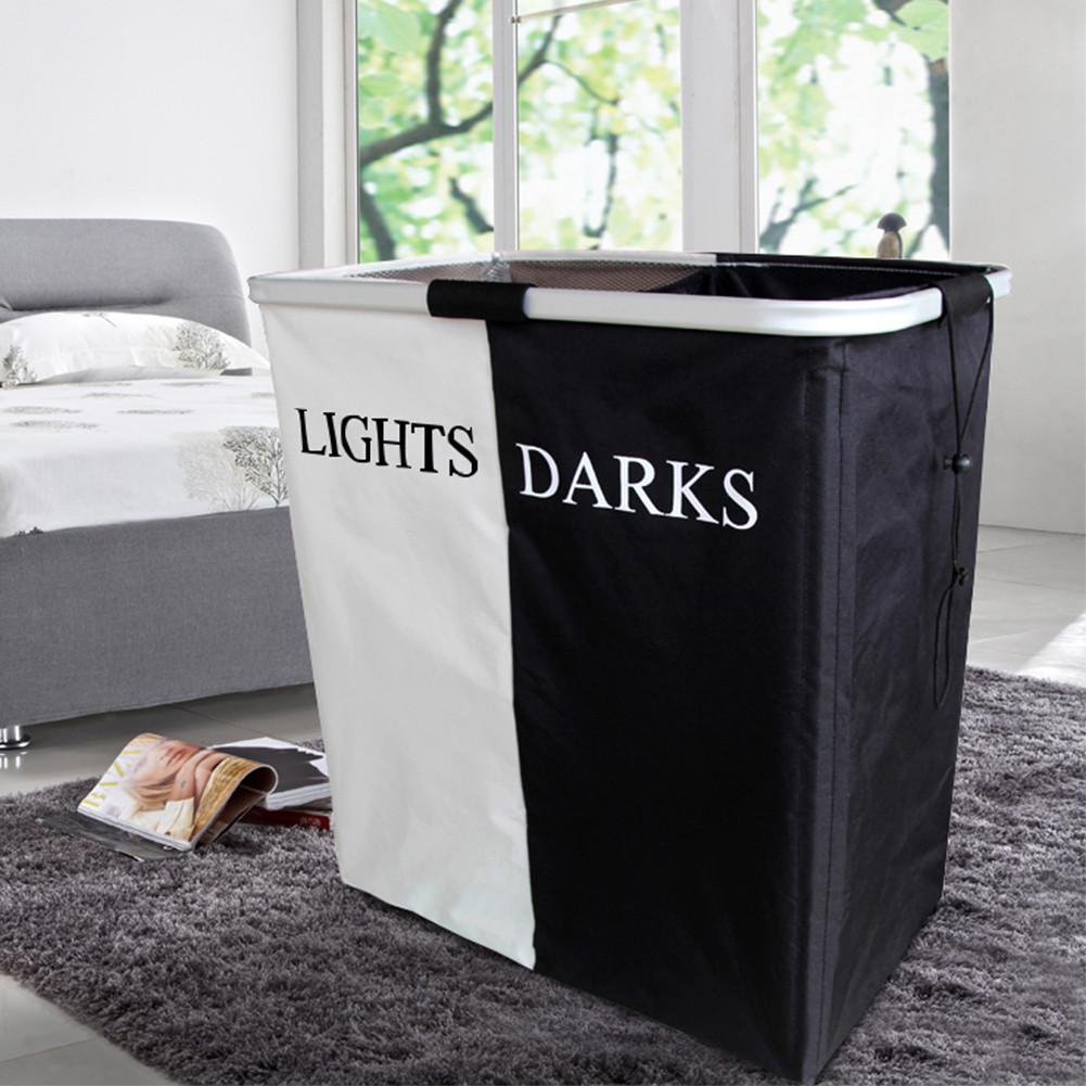 Laundry Basket Double Compartments Folding Storage... – Grandado