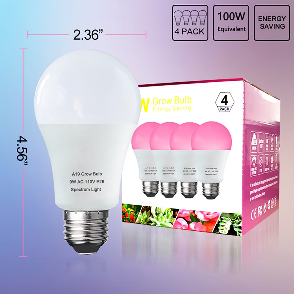 Growing Lamp Bulbs Full Spectrum Light E26 9W 110V... – Vicedeal