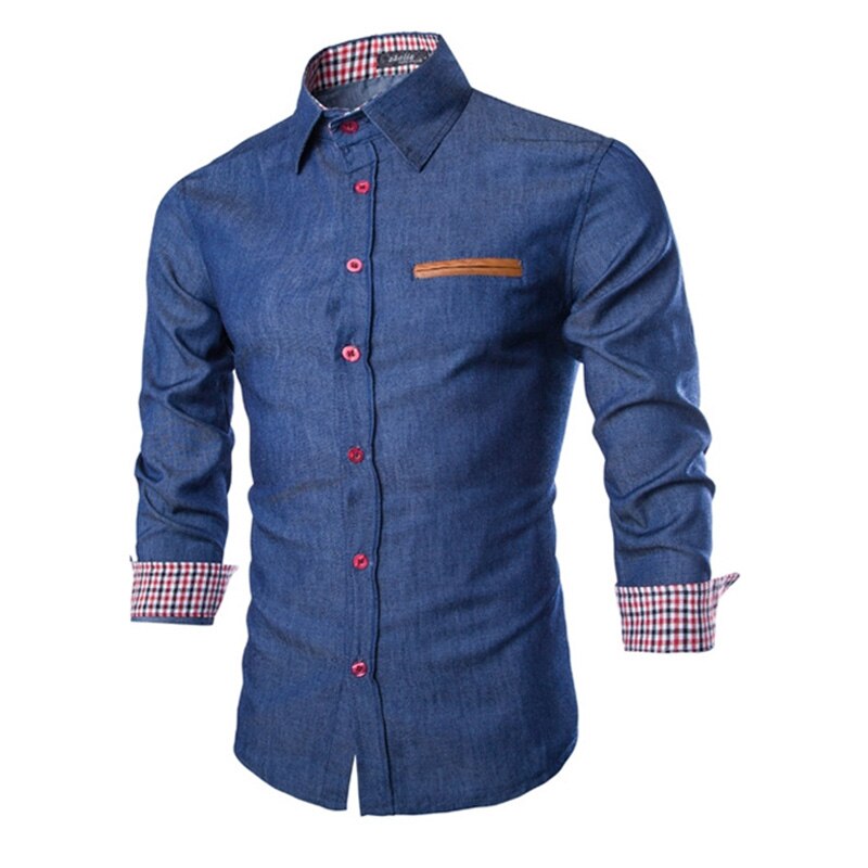 Mens Denim Shirts Lange Mouwen Heren Dress Shirt M... – Vicedeal