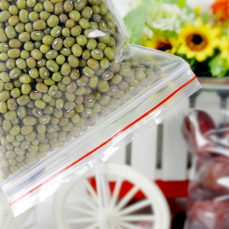 100Pcs Clear Bag Resealable Plastic Bags Red Grip ... – Vicedeal