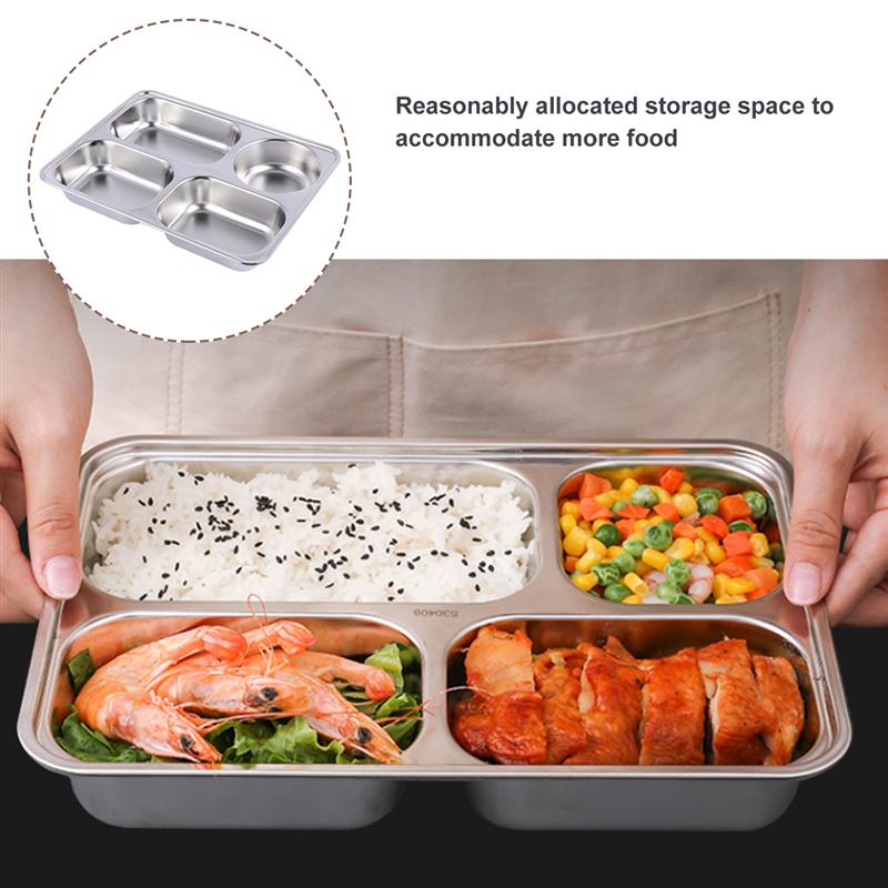 4 Section Stainless Steel Divided Dinner Tray Squa... – Grandado