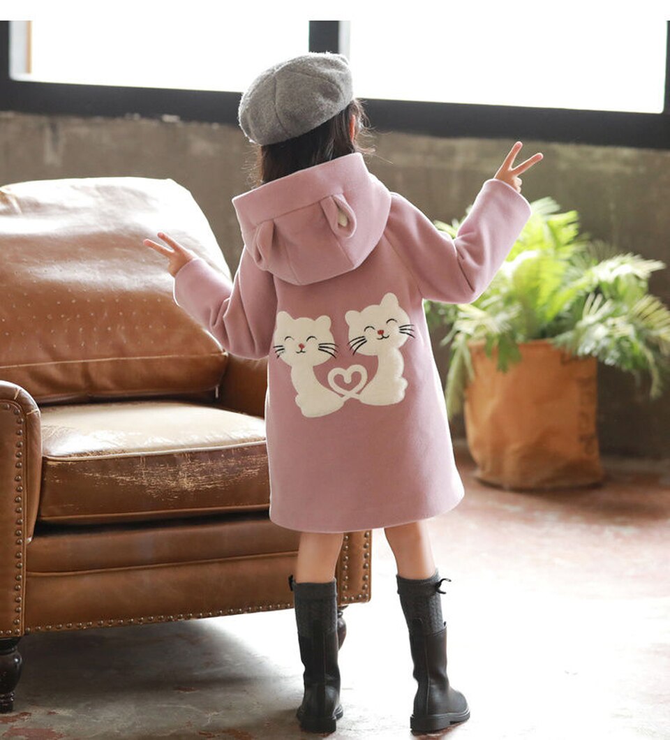 4-12 years Autumn Winter Girls Cartoon Cart Woolen... – Vicedeal
