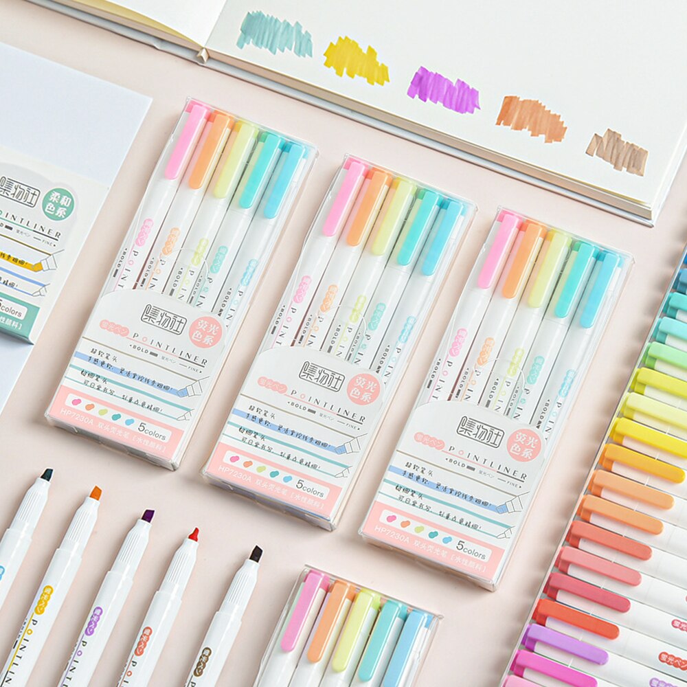 6/8/25colors Double Line Highlighter Marker Pen Su... – Vicedeal