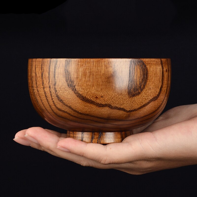 Solid Wood Bowl Vintage Wooden Rice Soup Bowls Big... – Vicedeal