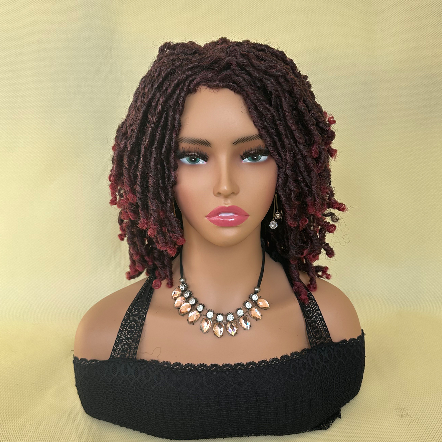 Locs Afro Bob Braided Wig Synthetic Faux Locs Croc... – Grandado