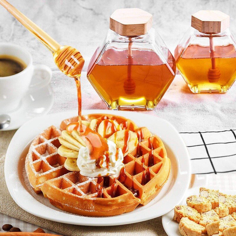 Mini Kleine Honing Fles Container Pot Met Houten H... – Grandado