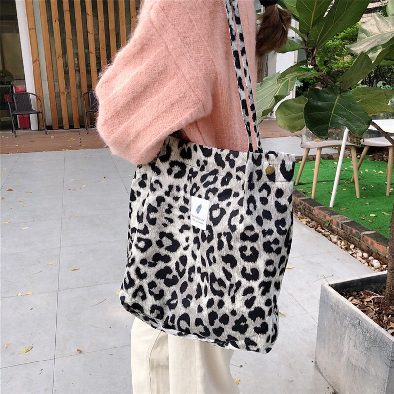 Vrouwen Canvas Tas Strepen & Classic Leopard Schou... – Vicedeal