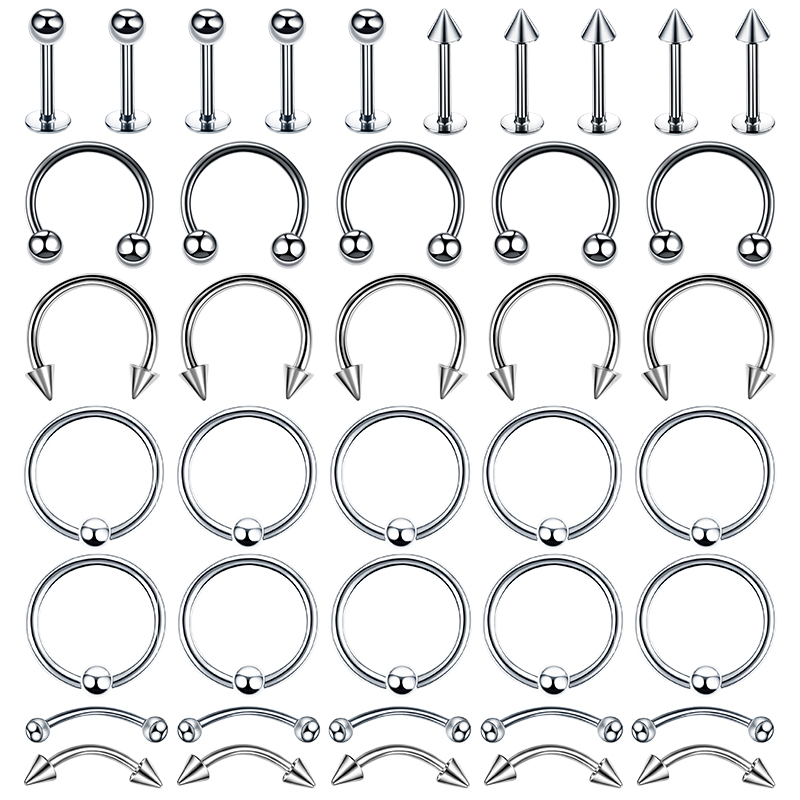 40 unids/lote Piercings de oreja de acero inoxidab... – Grandado