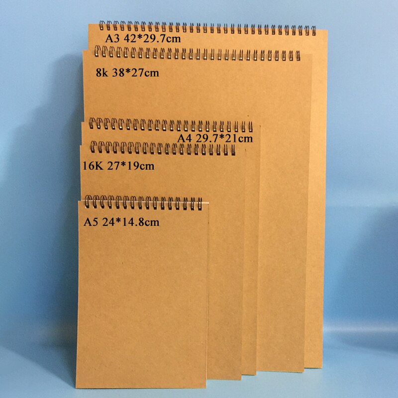 A3/A4/A5/16K/8K Vintage Spiral Coil Sketchbook Gra... – Grandado