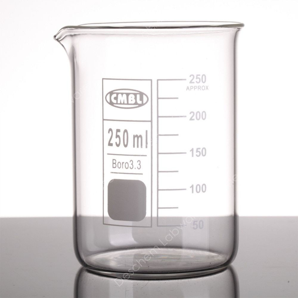 Glas beker lage vorm, 250 ml, GG17 beaker, Borosil... – Vicedeal
